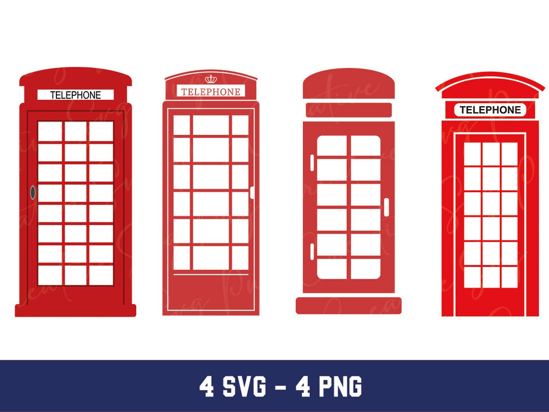 English Telephone Booth SVG: London Phone Booth Clipart (digital ...
