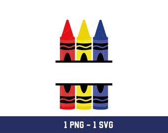 Crayon Split Png, Crayon Split Svg, Crayon Split Monogram - Etsy