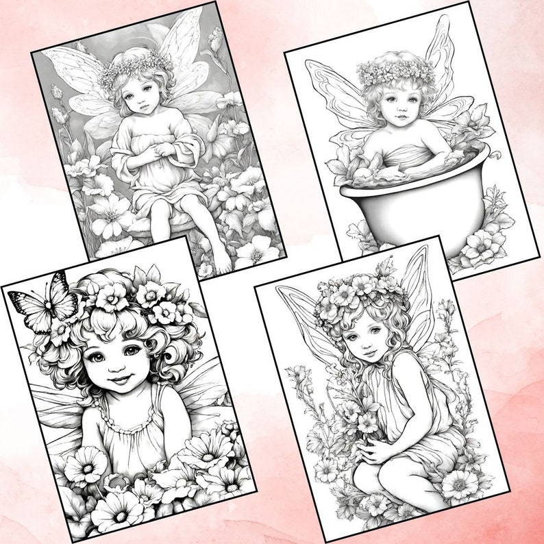 Baby Flower Fairies Coloring Pages for Adults Grayscale Fairy Coloring ...