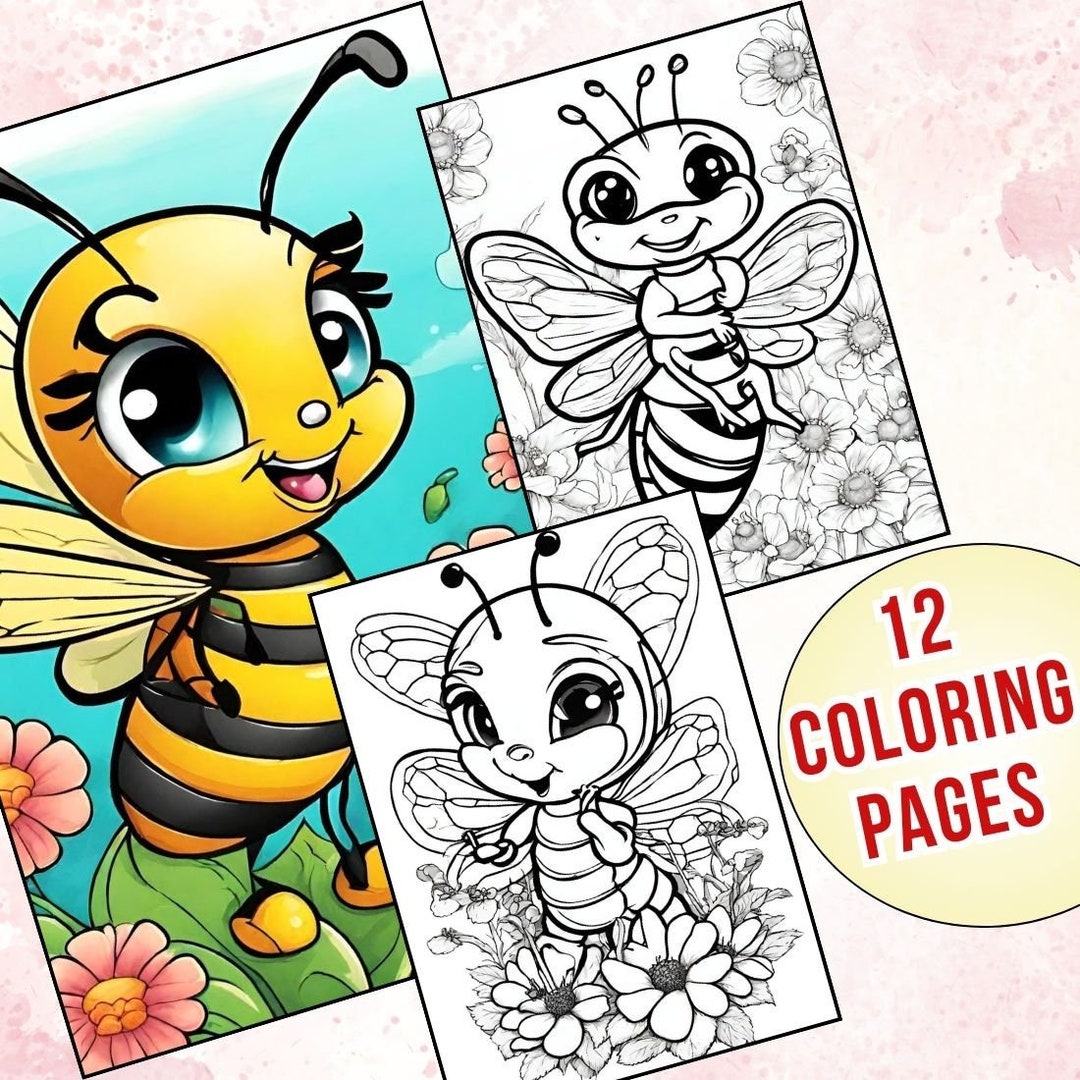 Cute Honey Bee Coloring Pages for Kids Sweet Bees Printable Coloring ...