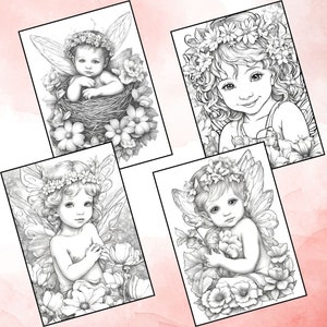 Baby Flower Fairies Coloring Pages for Adults Grayscale Fairy Coloring ...