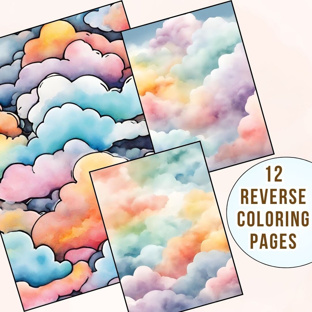 Printable Clouds Reverse Coloring Pages Beginner Reverse Coloring Book ...
