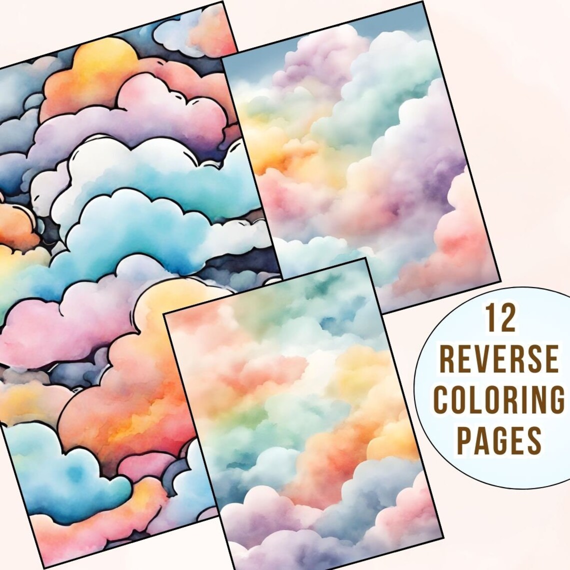 Printable Clouds Reverse Coloring Pages Beginner Reverse Coloring Book ...