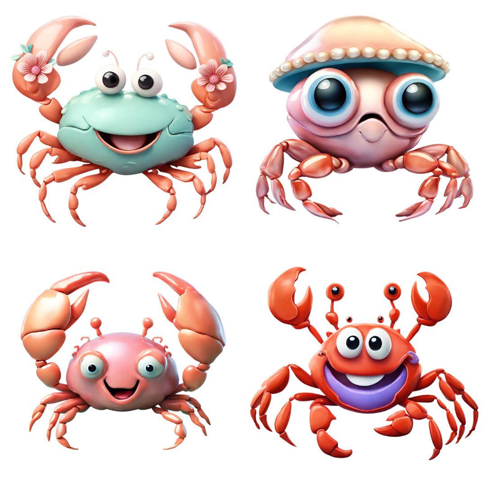 Funny Crab Clipart Cute Crab Cartoon Clipart Lobster PNG Sea Life ...