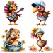Cute Turkey Clipart Bundle Cartoon Turkey Clipart Funny Turkey Baby PNG ...