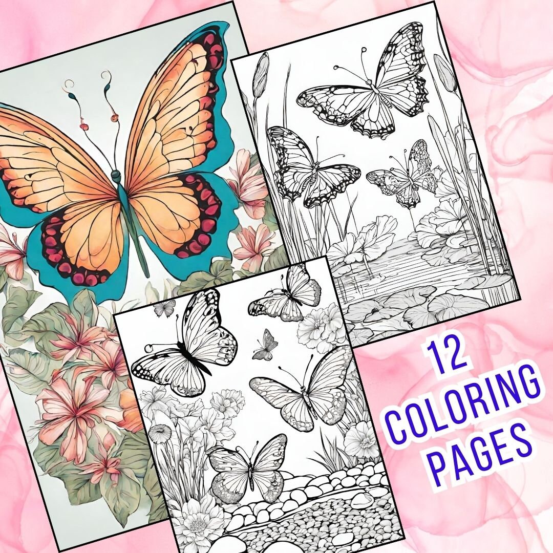 Detailed Butterfly Coloring Pages Printable Flower Butterflies Coloring ...