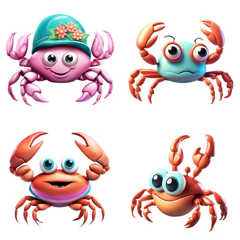 Funny Crab Clipart Cute Crab Cartoon Clipart Lobster PNG Sea Life ...