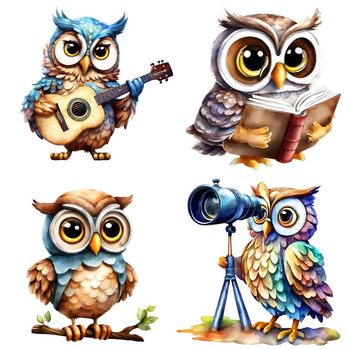 Cartoon Owl Clipart Cute Owl Clipart Colorful Owl Clipart Celestial Owl ...