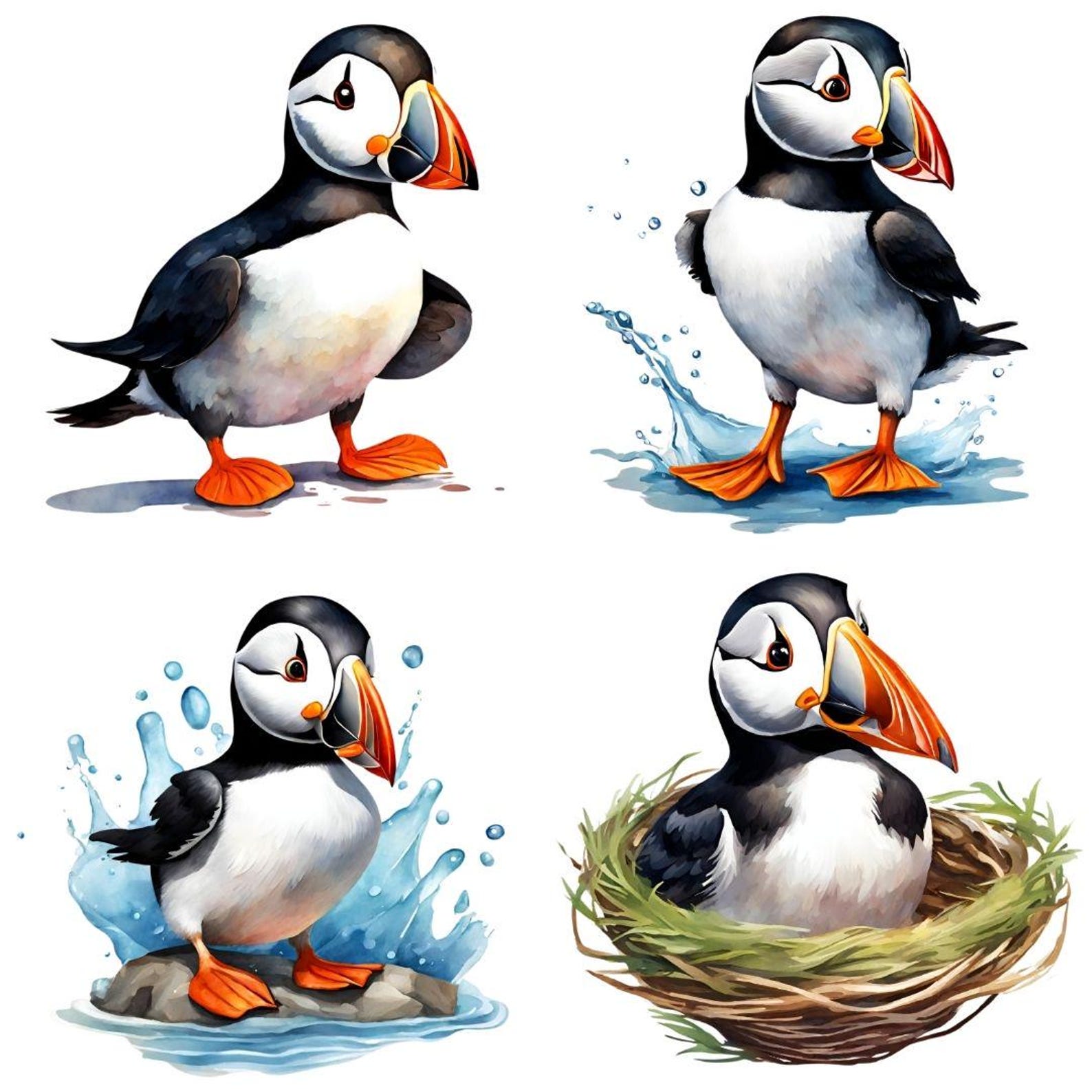 Cute Puffin Clipart Cartoon Puffin PNG Atlantic Puffin Bird Printable ...
