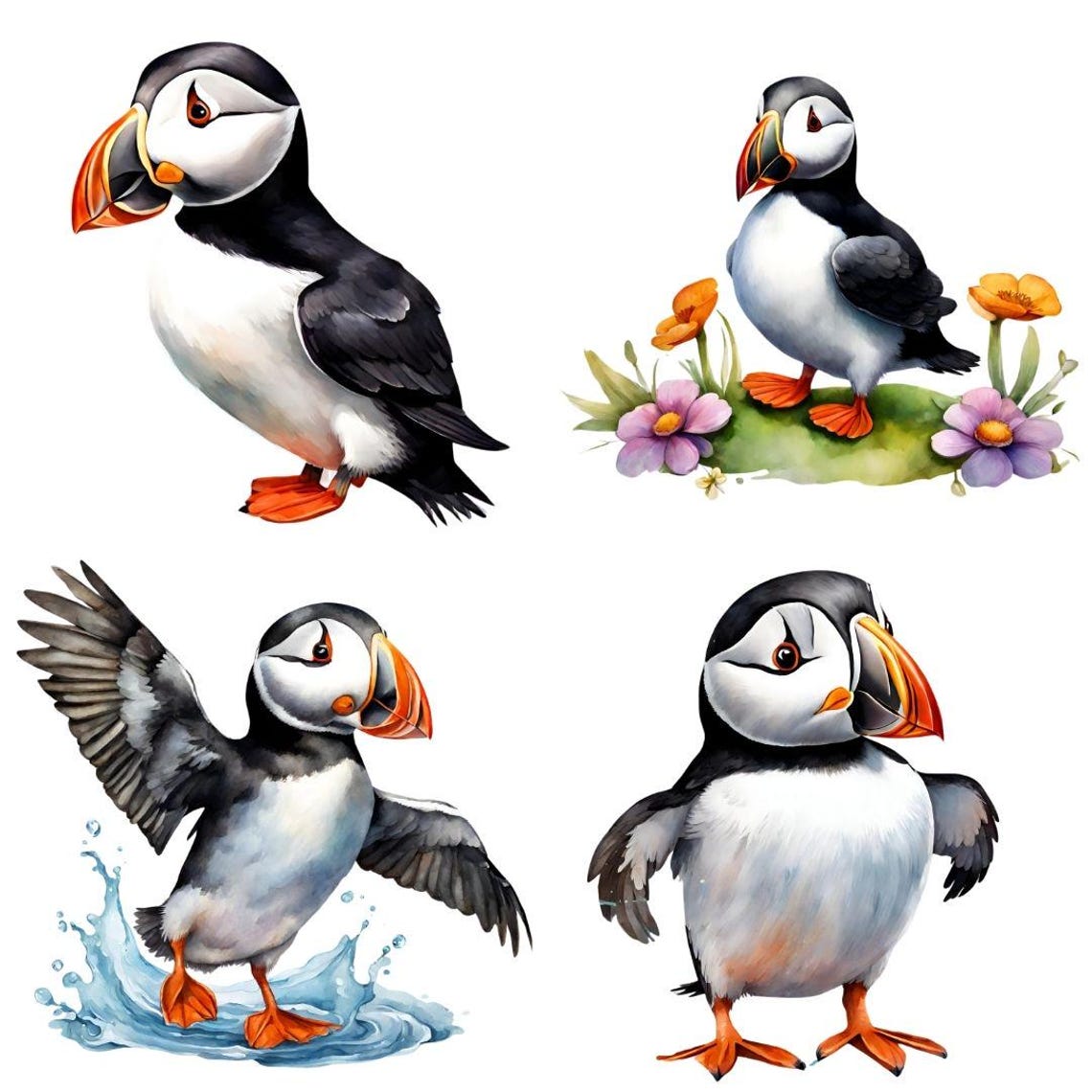Cute Puffin Clipart Cartoon Puffin PNG Atlantic Puffin Bird Printable ...