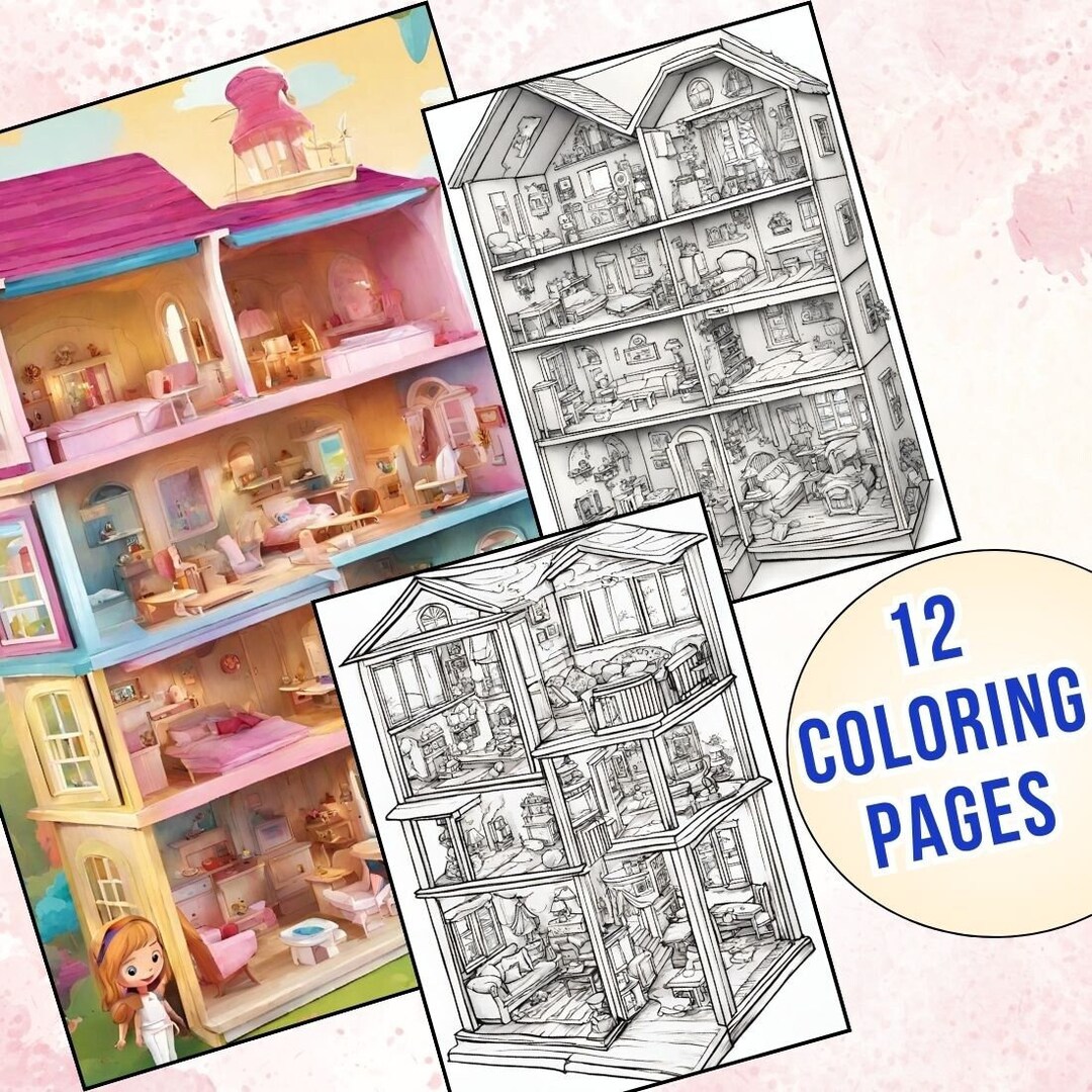 Doll House Coloring Pages Printable Fantasy Dream House Coloring Book ...
