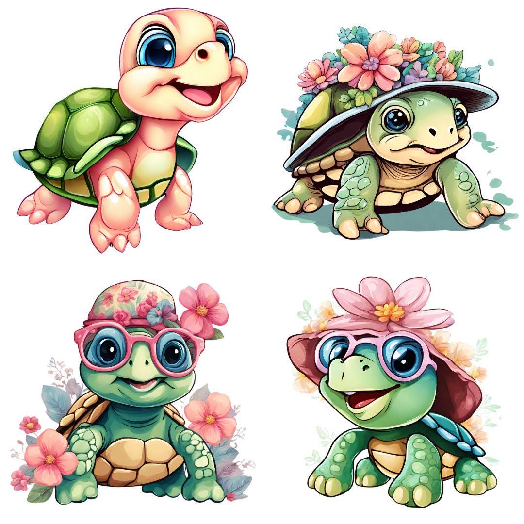 Cute Turtle Clipart Baby Tortoise Clipart Cute Nautical Ocean Animals ...