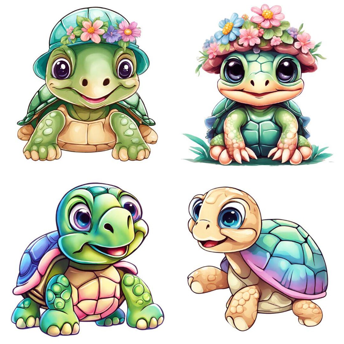 Cute Turtle Clipart Baby Tortoise Clipart Cute Nautical Ocean Animals ...