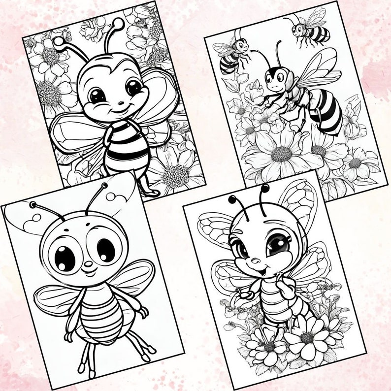 Cute Honey Bee Coloring Pages for Kids Sweet Bees Printable Coloring ...