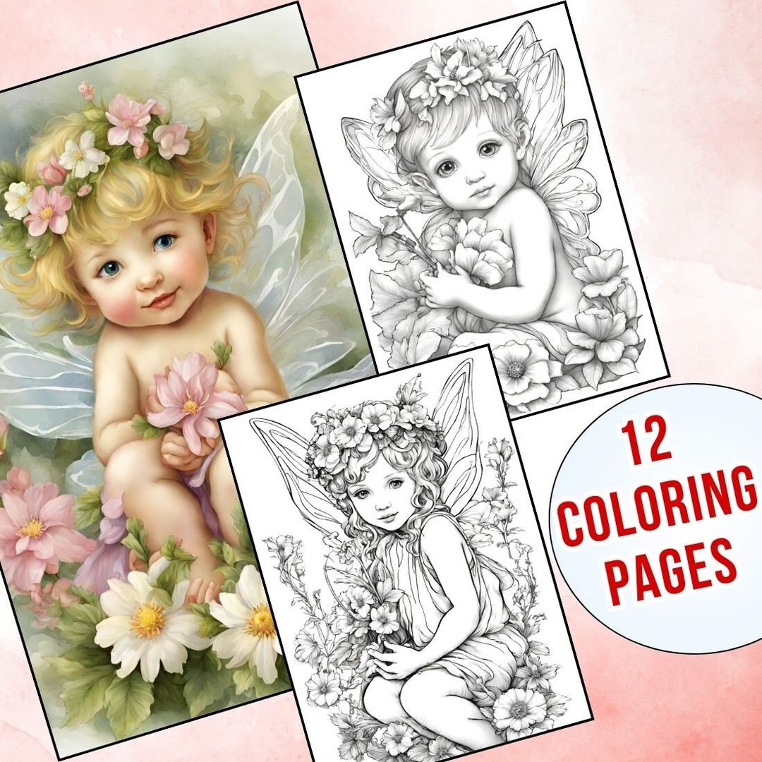 Baby Flower Fairies Coloring Pages for Adults Grayscale Fairy Coloring ...