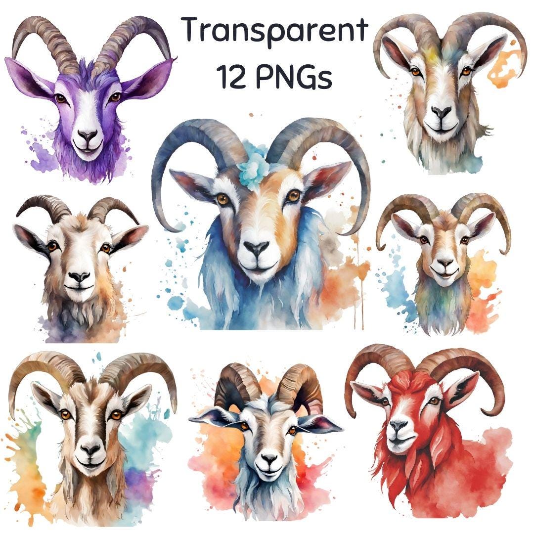 Watercolor Goat Clipart Cute Goat Farm Animals Goat Art Image ...