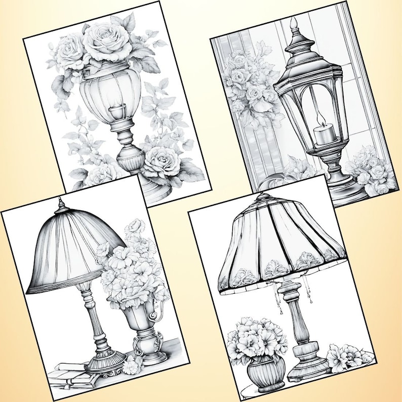 Vintage Lamp Coloring Pages for Adults Old Fashioned Vintage Coloring ...