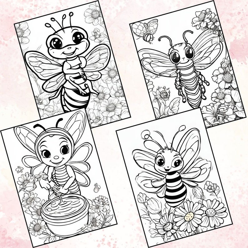 Cute Honey Bee Coloring Pages for Kids Sweet Bees Printable Coloring ...