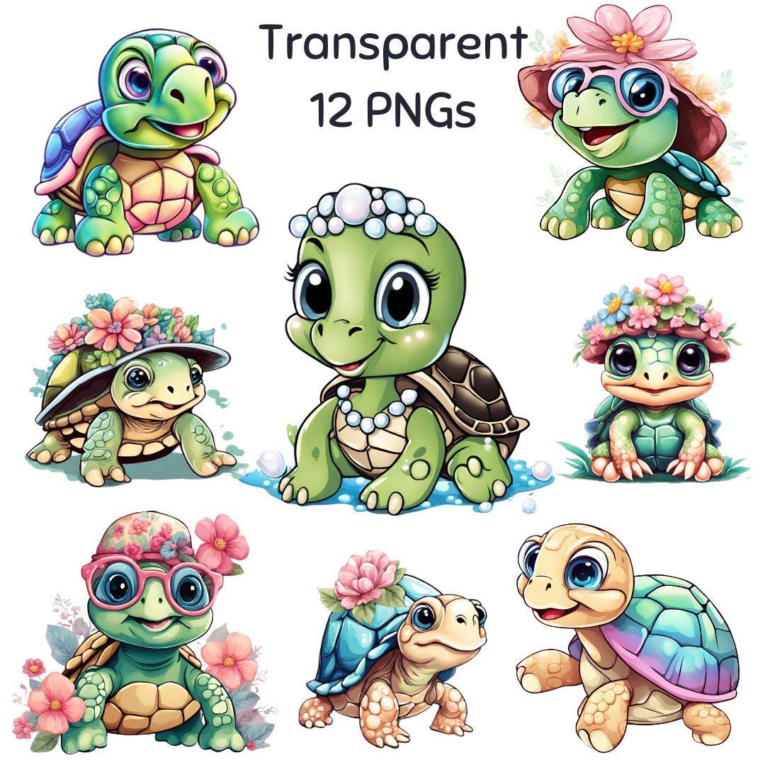 Cute Turtle Clipart Baby Tortoise Clipart Cute Nautical Ocean Animals ...