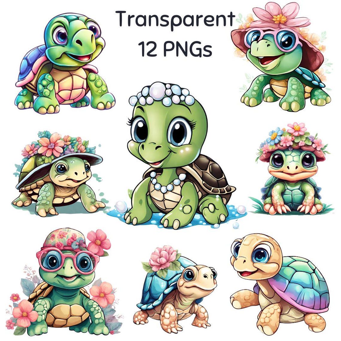 Cute Turtle Clipart Baby Tortoise Clipart Cute Nautical Ocean Animals ...