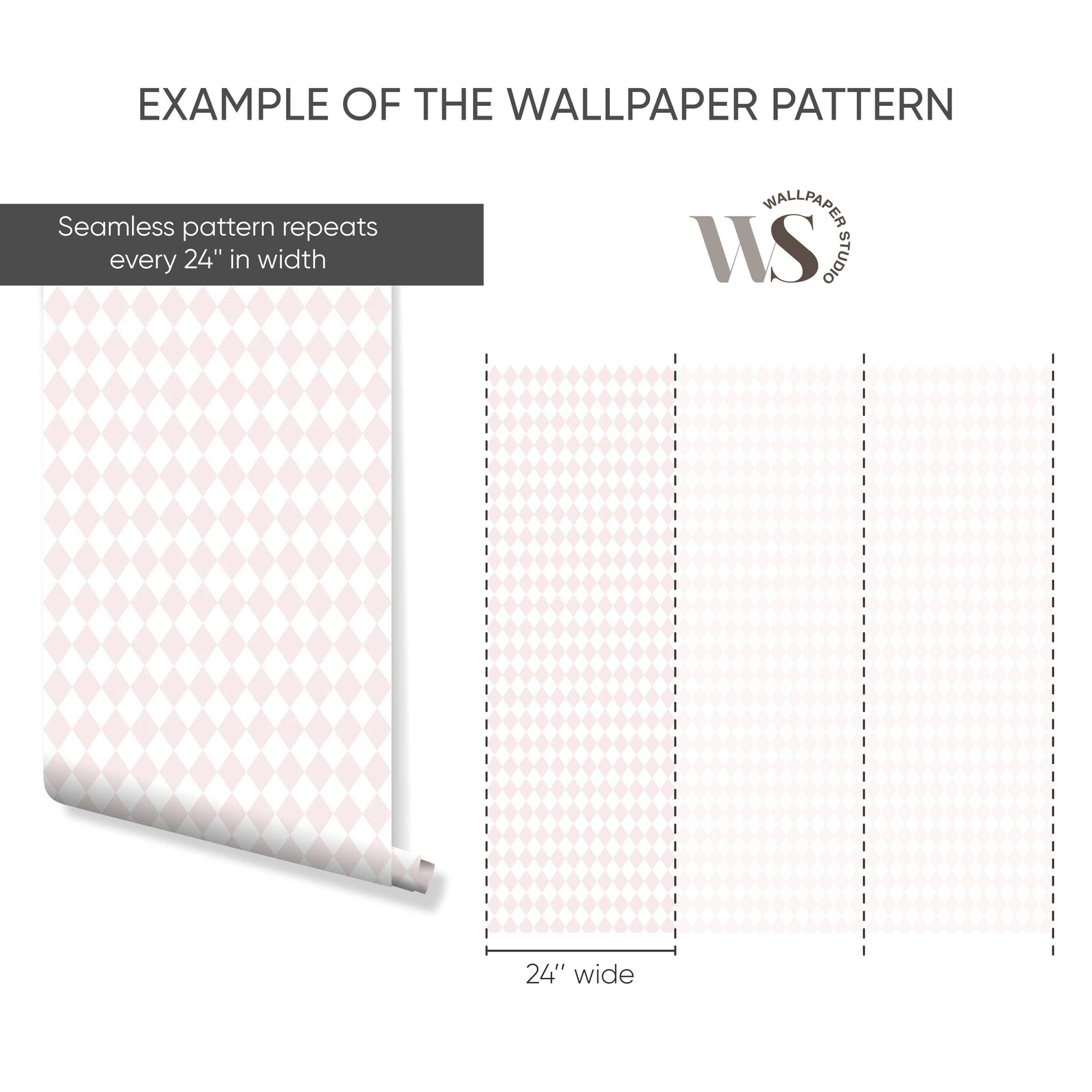 Pastel Pink Rhombus Peel and Stick Wallpaper - Elegant Classic Pattern ...