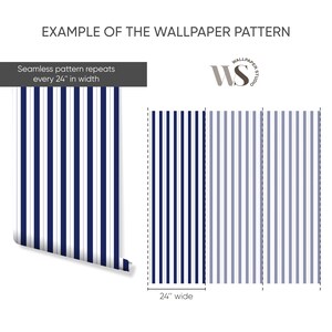 Navy Blue Color Stripes Peel and Stick Wallpaper - Modern Vertical Line ...
