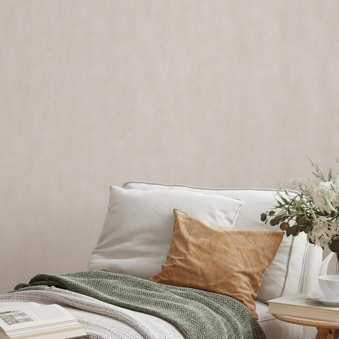 Beige Plaster Look Wallpaper - Minimalist Textured Japandi Style Peel ...