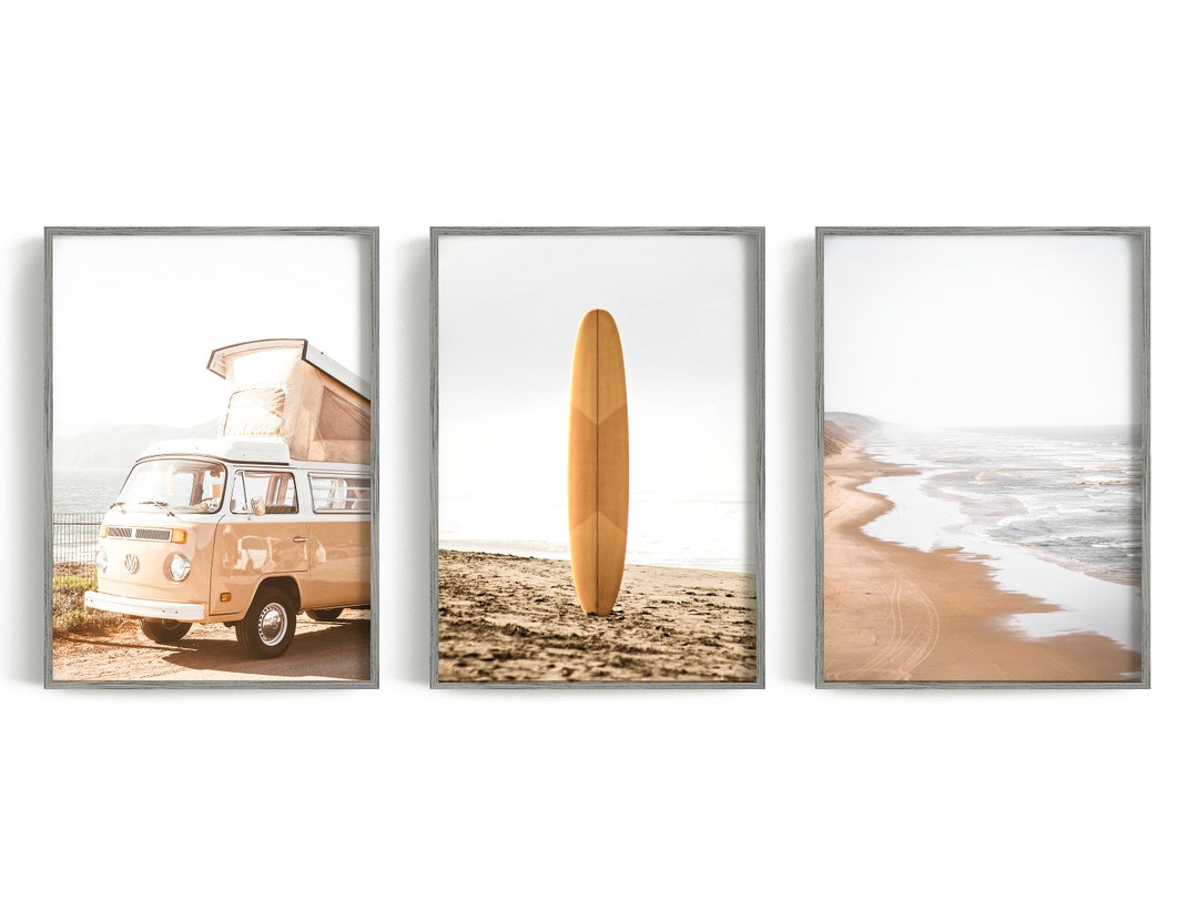 Beach Posters Ocean Prints Surfboard Print Neutral Wall - Etsy