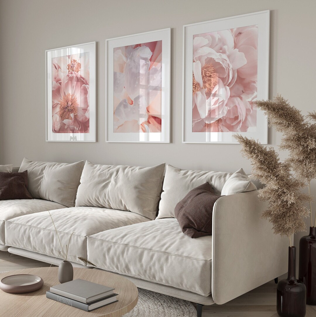 Flowers Prints, Pink Flowers Wall Art, Soft Botanical Posters, Floral ...