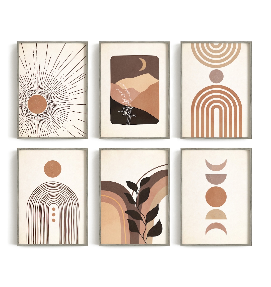 Boho Poster, Set of 6 Boho Prints, Neutral Wall Posters, Bohemian Wall ...