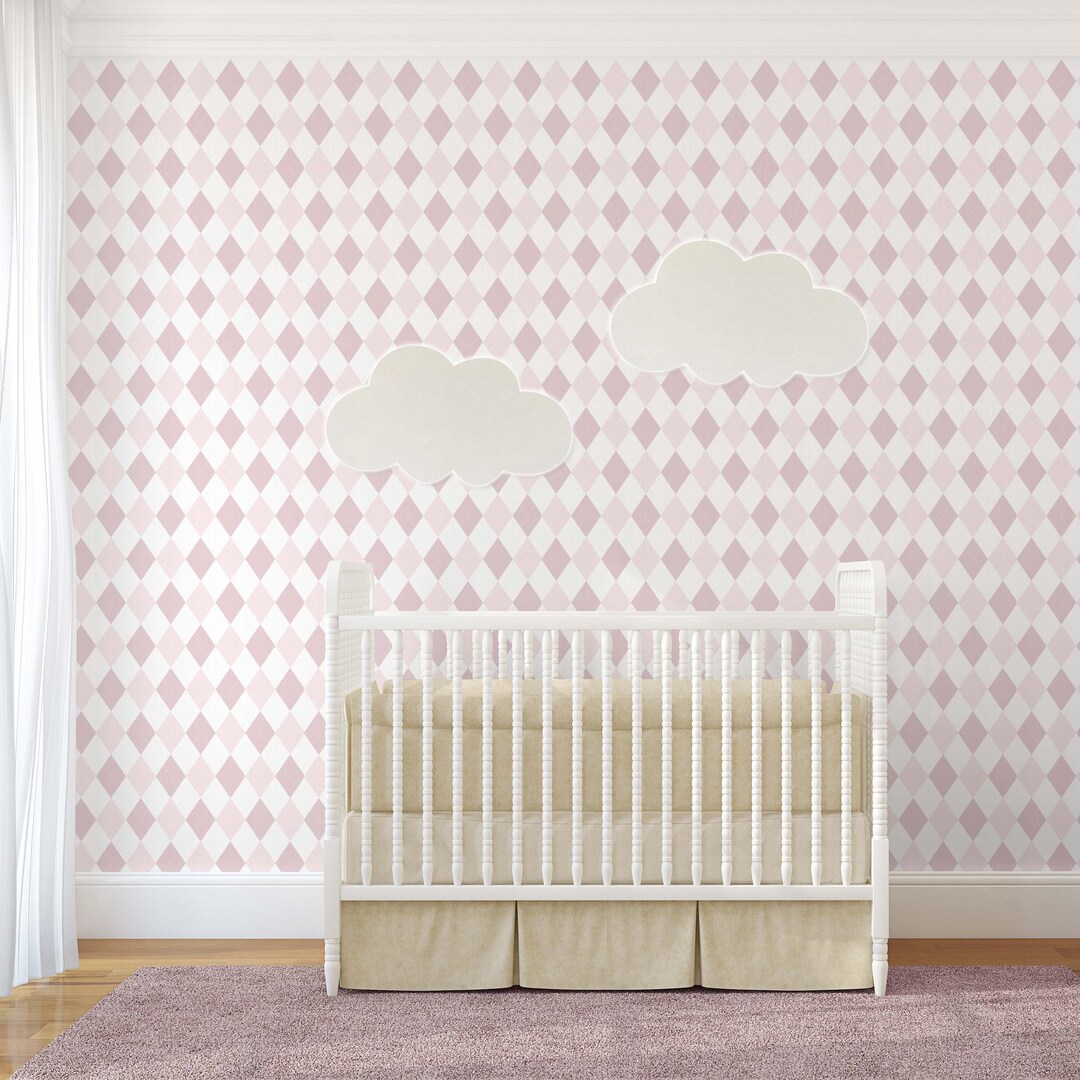 Pink Rhombus Diamond Pattern Wallpaper - Blush Harlequin Geometric Peel ...