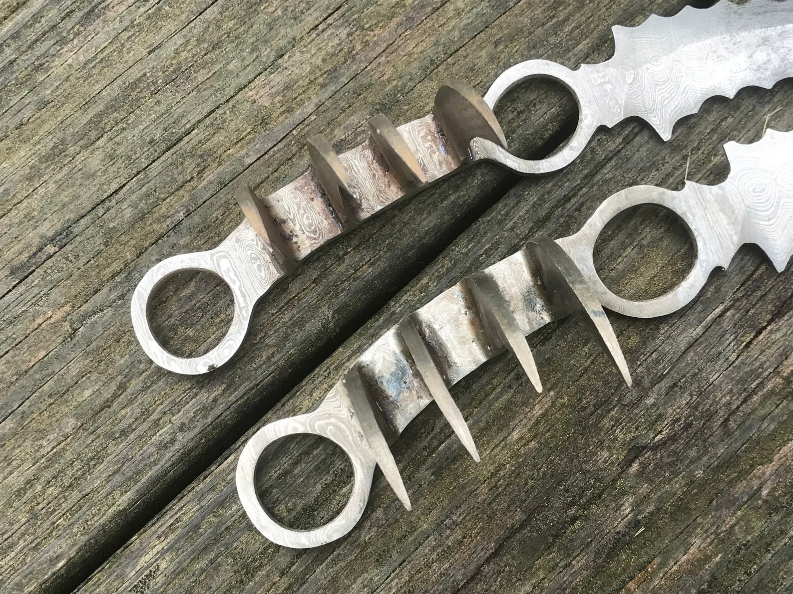 Set of Custom Made Raindrop Pattern Damascus Bagh Nakh Knives - Etsy