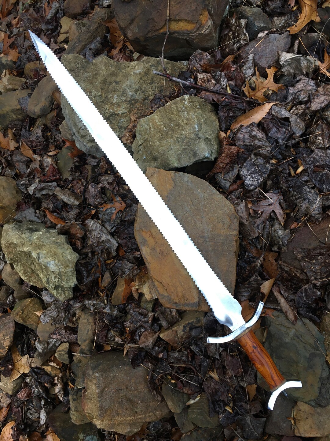 Serrated Broadsword With Exotic Ironwood Handle With Railroad Spike ...