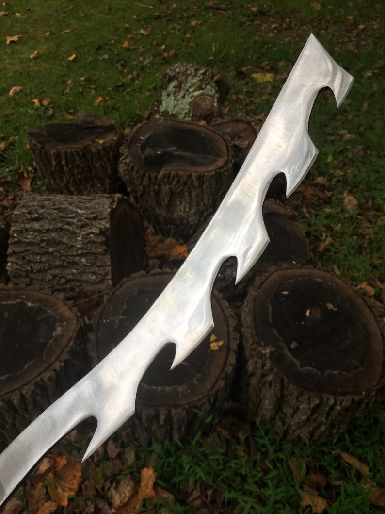 Hand Forged Serrated Chopper Sword With Beautiful Purple Acrylic Handle ...