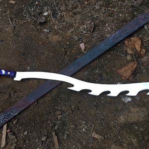 Hand Forged Serrated Chopper Sword With Beautiful Purple Acrylic Handle ...