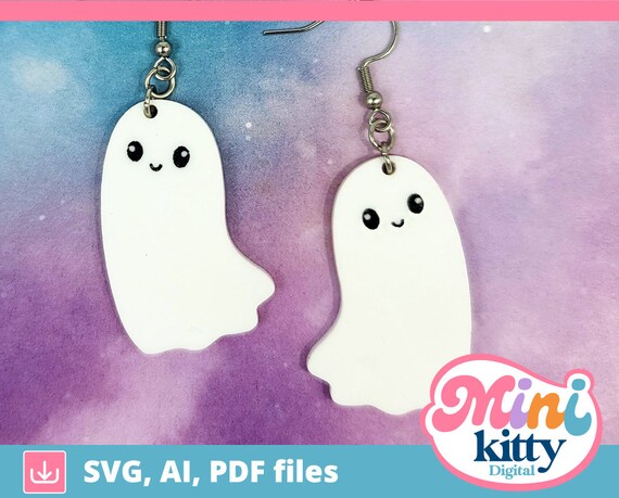 Halloween Cute Ghost Earring Cut Files DIGITAL DOWNLOAD - Etsy