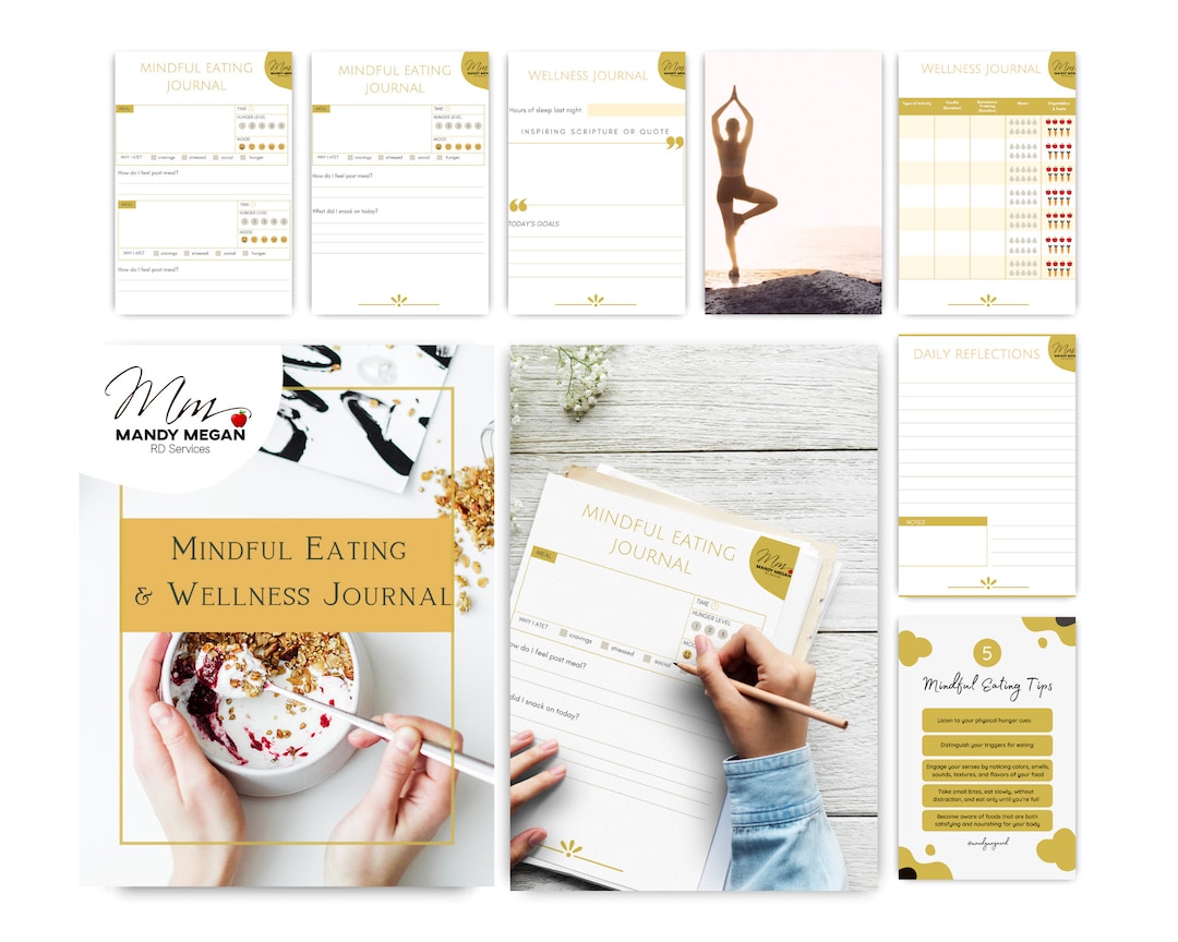 Mindful Eating & Wellness Journal Bundle Printable PDF Nutrition ...