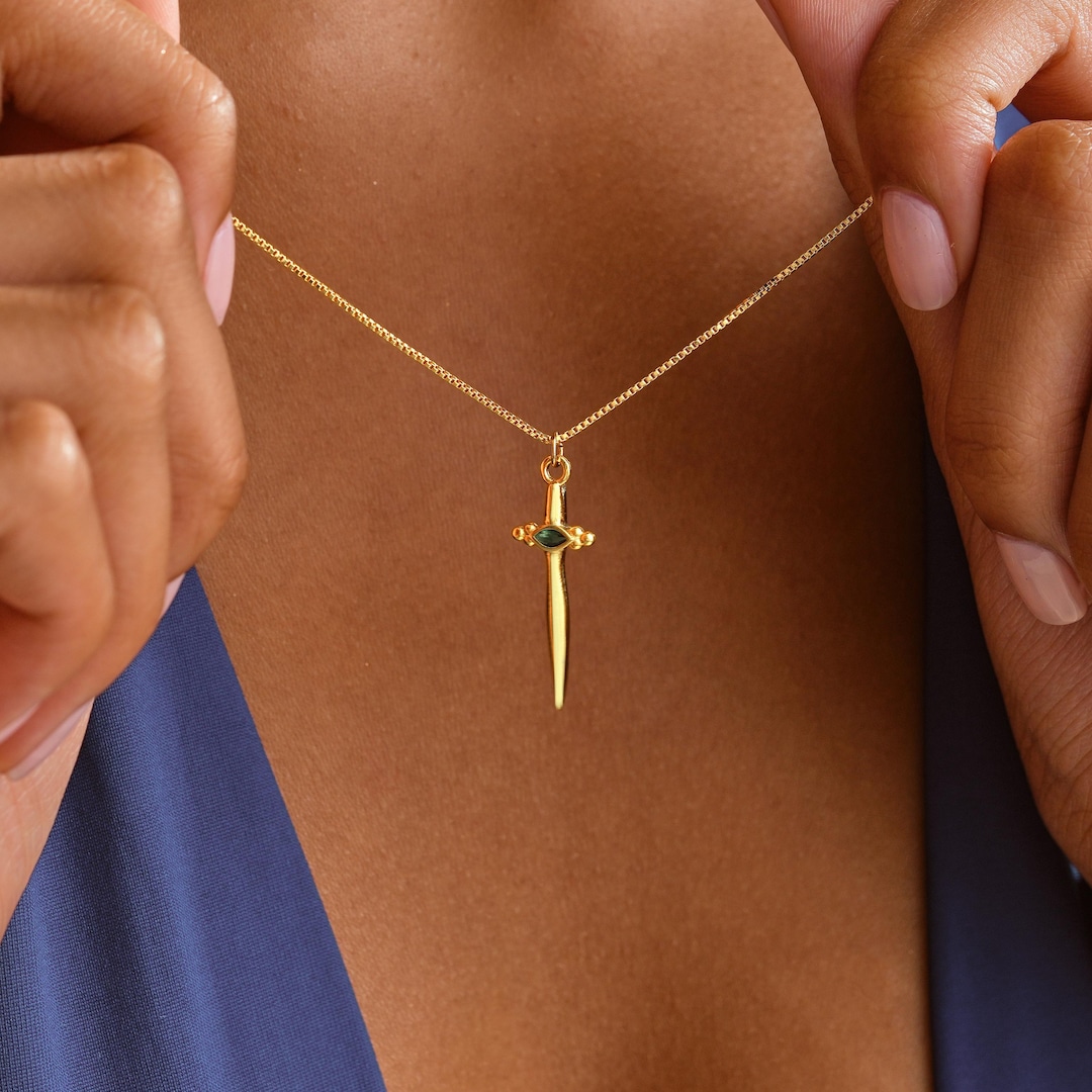 Gold Plated Sword Pendant Necklace Gift for Him or Her, Witchy ...