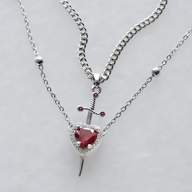 Heart and Sword Necklace - Etsy
