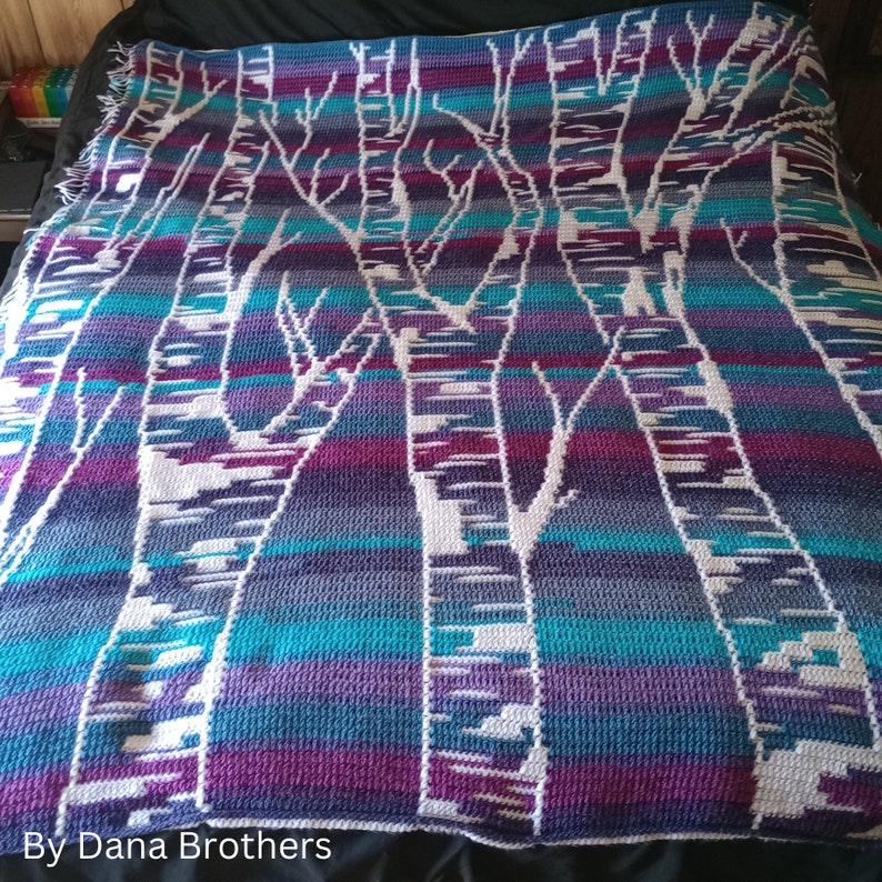 Birches, Crochet Trees Pattern, Crochet Mosaic Overlay Pattern, - Etsy