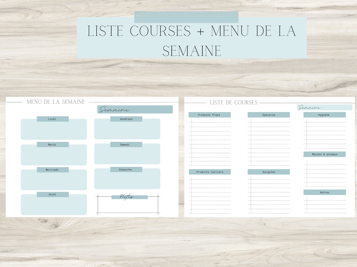 Liste de course menu de la semaine à imprimer planificateur | Etsy