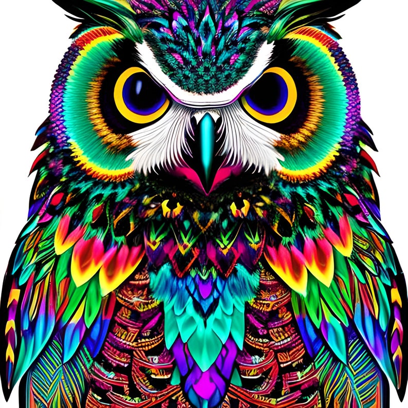Kaleidoscope Owl: A Vibrant Psychedelic Pop Art Print - Etsy