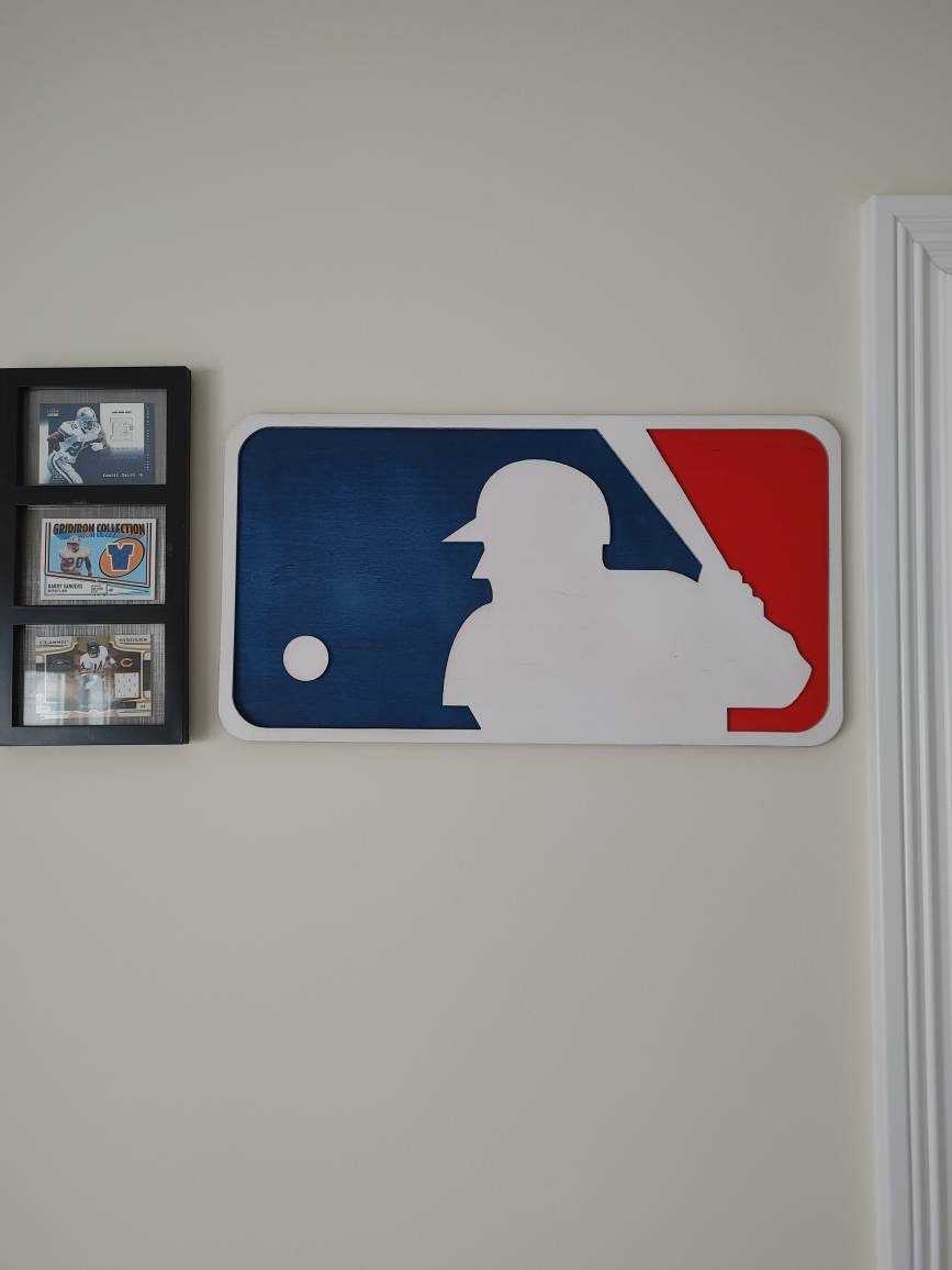 MLB Logo Sign Wood Mancave Wall Decor Major League Baseball Wooden ...