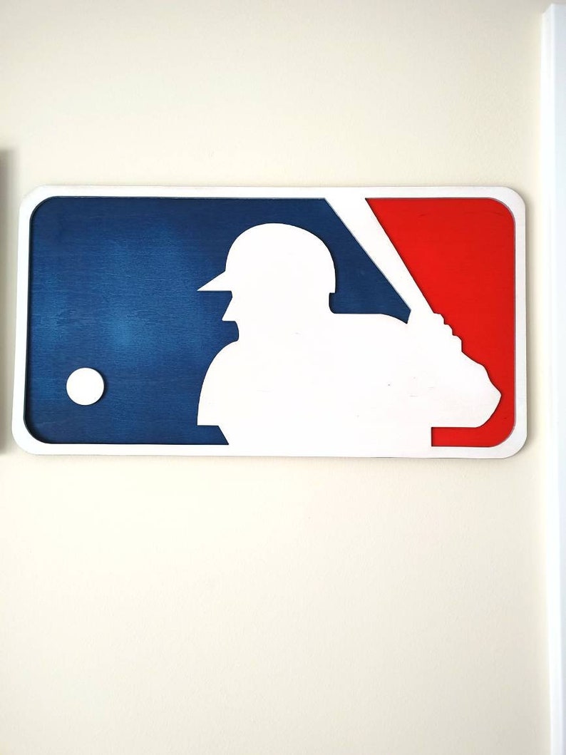 MLB Logo Sign Wood Mancave Wall Decor Major League Baseball Wooden Handmade Wall Art, Wall Sign ...