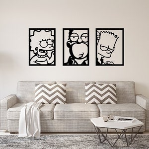 The Simpsons HOMER BART LISA Wall Art Decor Home Living Room Acrylic 3 ...