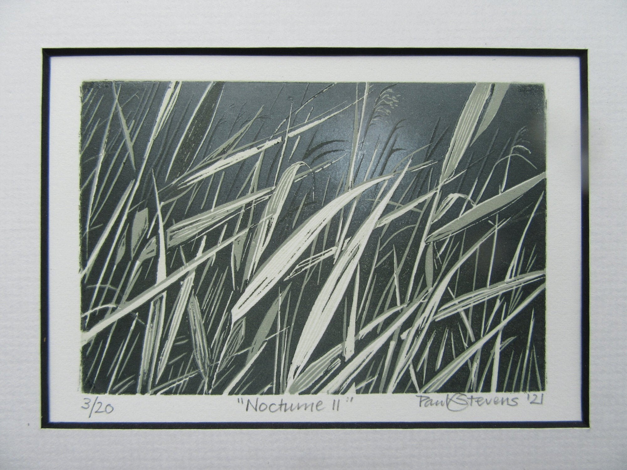 Original Linocut nocturne Ii, Norfolk Broads Landscape, Reduction Print ...