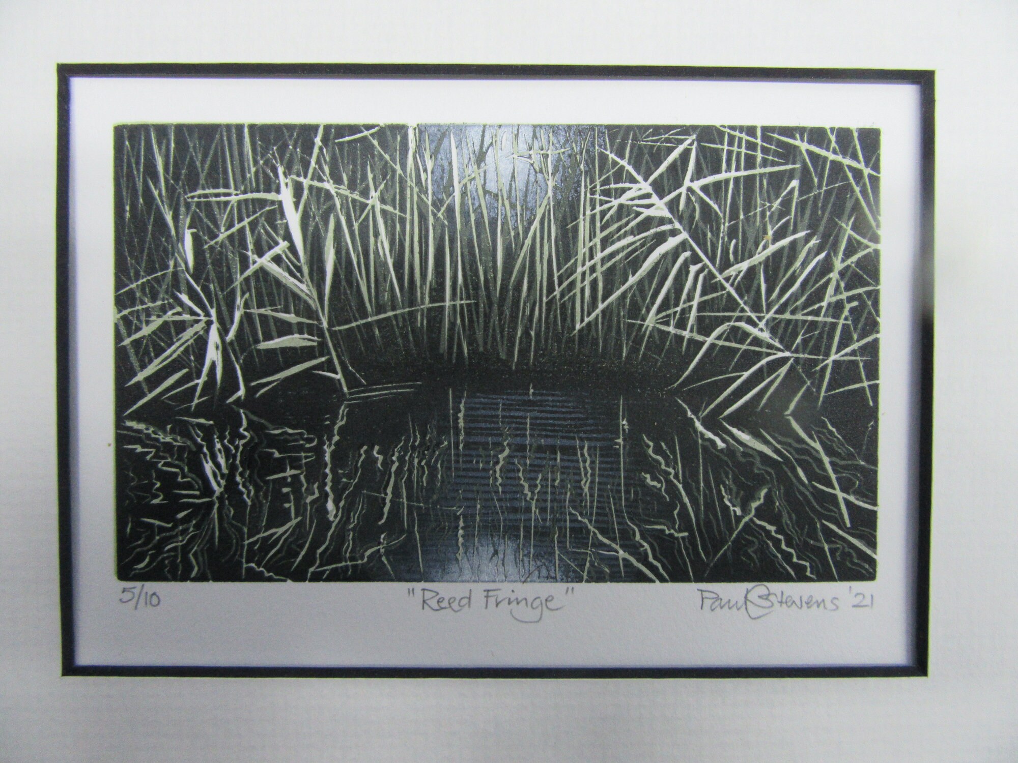 Original Linocut "reed Fringe", Norfolk Broads Landscape, Reduction ...