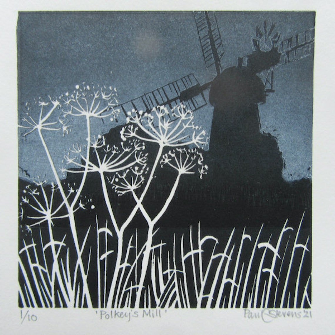 Original Linocut Polkeys Mill, Norfolk Broads Landscape Art, Reduction ...
