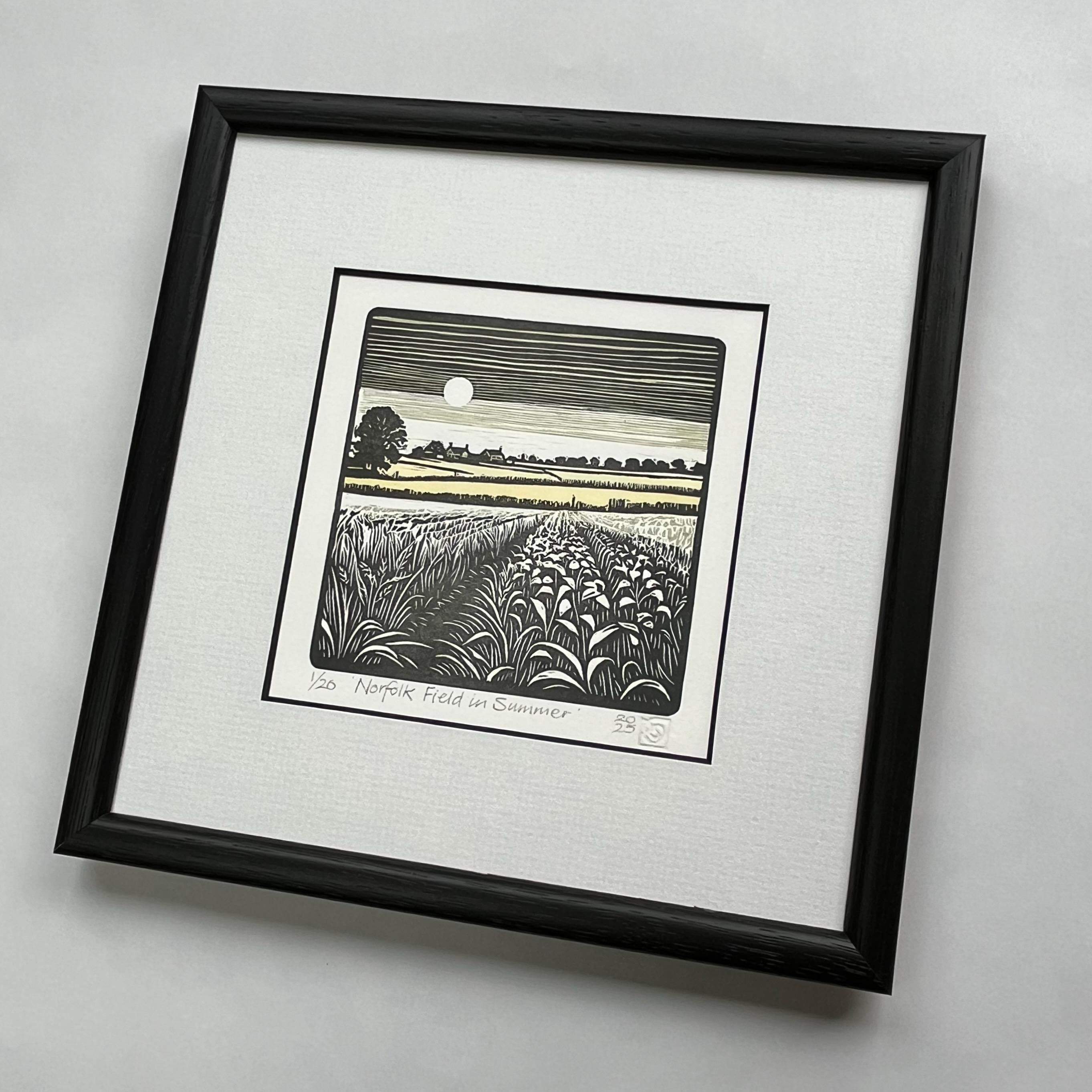 Original Linocut "norfolk Field in Summer", Landscape, Summer, View ...