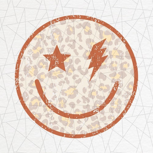 Leopard Happy Face PNG Retro Png Clipart Designs - Etsy